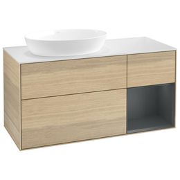 Villeroy & Boch Villeroy und Boch Finion Waschtischunterschrank GA51HGPC 120cm, Abdeckplatte white matt, Emotion, Regale Midnight matt lacquer, Oak Veneer