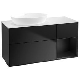 Villeroy & Boch Villeroy und Boch Finion Waschtischunterschrank GA51PDPD 120cm, Abdeckplatte white matt, Emotion, Regale Black matt lacquer, Black matt lacquer