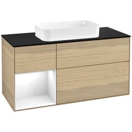 Villeroy & Boch Villeroy und Boch Finion Waschtischunterschrank G702GFPC 120x60,3x50,1cm, Regal rechts Glossy white lacquer, Oak Veneer