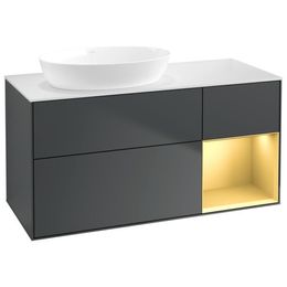 Villeroy & Boch Villeroy und Boch Finion Waschtischunterschrank GA51HFHG 120cm, Abdeckplatte white matt, Emotion, Regale Gold matt lacquer, Midnight Blue Matt Lacquer