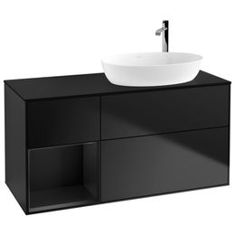 Villeroy & Boch Villeroy und Boch Finion Waschtischunterschrank G922PDPD 120cm, Abdeckplatte black matt, Emotion, Regale Black matt lacquer, Black matt lacquer