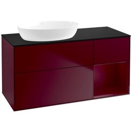 Villeroy & Boch Villeroy und Boch Finion Waschtischunterschrank FA52HBHB 120cm, Abdeckplatte black matt, Regale Peony matt lacquer, Peony Matt