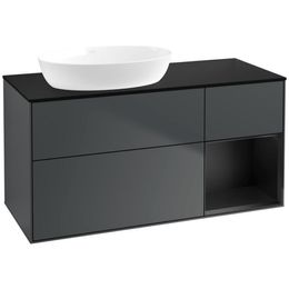 Villeroy & Boch Villeroy und Boch Finion Waschtischunterschrank FA52PDHG 120cm, Abdeckplatte black matt, Regale Black matt lacquer, Midnight Blue Matt Lacquer