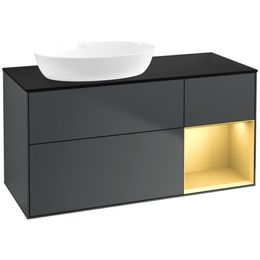 Villeroy & Boch Villeroy und Boch Finion Waschtischunterschrank FA52HFHG 120cm, Abdeckplatte black matt, Regale Gold matt lacquer, Midnight Blue Matt Lacquer