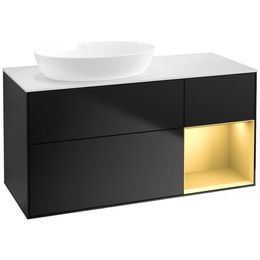 Villeroy & Boch Villeroy und Boch Finion Waschtischunterschrank FA51HFPD 120cm, Abdeckplatte white matt, Regale Gold matt lacquer, Black matt lacquer