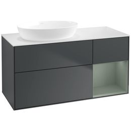 Villeroy & Boch Villeroy und Boch Finion Waschtischunterschrank FA51GMHG 120cm, Abdeckplatte white matt, Regale Olive matt lacquer, Midnight Blue Matt Lacquer
