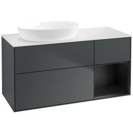 Villeroy & Boch Villeroy und Boch Finion Waschtischunterschrank FA51PDHG 120cm, Abdeckplatte white matt, Regale Black matt lacquer, Midnight Blue Matt Lacquer
