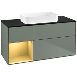 Villeroy & Boch Villeroy und Boch Finion Waschtischunterschrank G702HFGM 120x60,3x50,1cm, Regal rechts Gold matt, Olive Matt Lacquer