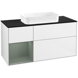 Villeroy & Boch Villeroy und Boch Finion Waschtischunterschrank G702GMGF 120x60,3x50,1cm, Regal rechts Olive Matt Lacquer, Glossy white lacquer