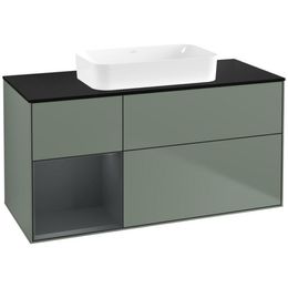 Villeroy & Boch Villeroy und Boch Finion Waschtischunterschrank G702HGGM 120x60,3x50,1cm, Regal rechts Midnight Blue Matt Lacquer, Olive Matt Lacquer