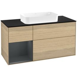 Villeroy & Boch Villeroy und Boch Finion Waschtischunterschrank G702HGPC 120x60,3x50,1cm, Regal rechts Midnight Blue Matt Lacquer, Oak Veneer