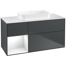 Villeroy & Boch Villeroy und Boch Finion Waschtischunterschrank G701GFHG 120x60,3x50,1cm, Regal rechts Glossy white lacquer, Midnight Blue Matt Lacquer