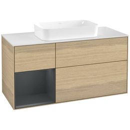 Villeroy & Boch Villeroy und Boch Finion Waschtischunterschrank G701HGPC 120x60,3x50,1cm, Regal rechts Midnight Blue Matt Lacquer, Oak Veneer