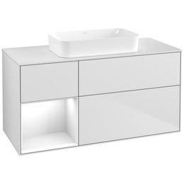 Villeroy & Boch Villeroy und Boch Finion Waschtischunterschrank F701GFMT 120x60,3x50,1cm, Regal links Glossy white lacquer, White matt lacquer