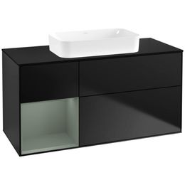 Villeroy & Boch Villeroy und Boch Finion Waschtischunterschrank F702GMPD 120x60,3x50,1cm, Regal links Olive Matt Lacquer, Black matt lacquer