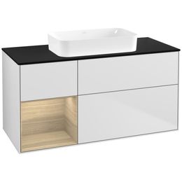 Villeroy & Boch Villeroy und Boch Finion Waschtischunterschrank F702PCMT 120x60,3x50,1cm, Regal links Oak Veneer, White matt lacquer