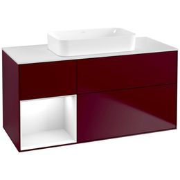 Villeroy & Boch Villeroy und Boch Finion Waschtischunterschrank F701GFHB 120x60,3x50,1cm, Regal links Glossy white lacquer, Peony Matt