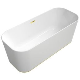 Villeroy & Boch Villeroy & Boch Finion freistehende Badewanne 177FIN7N3BCV101 170x70cm, Wasserzulauf, Design-Ring, Sch&uuml;rze Colour on Demand, wei&szlig;, gold