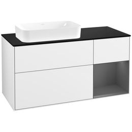 Villeroy & Boch Villeroy und Boch Finion Waschtischunterschrank G692GKGF 120x60,3x50,1cm, Regal rechts Anthracite matt, Glossy white lacquer