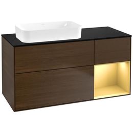 Villeroy & Boch Villeroy und Boch Finion Waschtischunterschrank G692HFGN 120x60,3x50,1cm, Regal rechts Gold matt, Walnut veneer