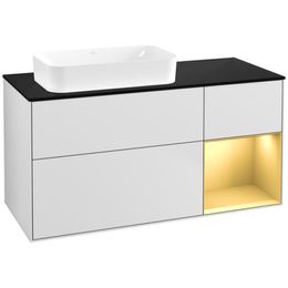 Villeroy & Boch Villeroy und Boch Finion Waschtischunterschrank G692HFMT 120x60,3x50,1cm, Regal rechts Gold matt, White matt lacquer