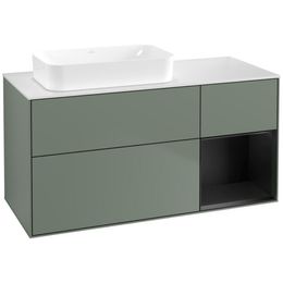 Villeroy & Boch Villeroy und Boch Finion Waschtischunterschrank G691PDGM 120x60,3x50,1cm, Regal rechts Black matt lacquer, Olive Matt Lacquer