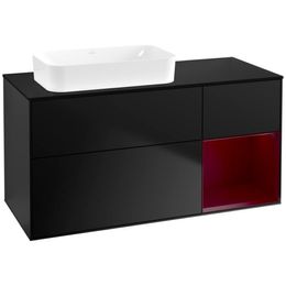 Villeroy & Boch Villeroy und Boch Finion Waschtischunterschrank F692HBPD 120x60,3x50,1cm, Regal rechts Peony, Black matt lacquer