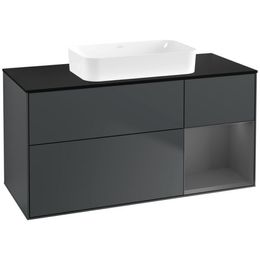 Villeroy & Boch Villeroy und Boch Finion Waschtischunterschrank G712GKHG 120x60,3x50,1cm, Regal rechts Anthracite matt, Midnight Blue Matt Lacquer