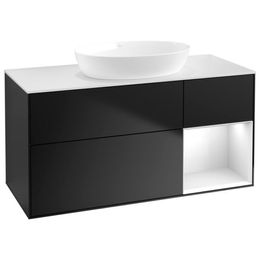 Villeroy & Boch Villeroy und Boch Finion Waschtischunterschrank GA71GFPD 120cm, Abdeckplatte white matt, Emotion, Regale Glossy white lacquer, Black matt lacquer