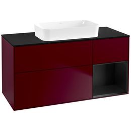 Villeroy & Boch Villeroy und Boch Finion Waschtischunterschrank G712PDHB 120x60,3x50,1cm, Regal rechts Black matt lacquer, Peony Matt