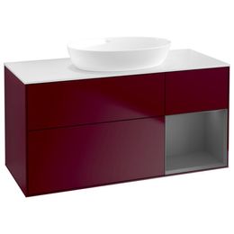 Villeroy & Boch Villeroy und Boch Finion Waschtischunterschrank GA71GKHB 120cm, Abdeckplatte white matt, Emotion, Regale Anthracite matt lacquer, Peony Matt