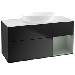Villeroy & Boch Villeroy und Boch Finion Waschtischunterschrank GA71GMPD 120cm, Abdeckplatte white matt, Emotion, Regale Olive matt lacquer, Black matt lacquer