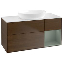 Villeroy & Boch Villeroy und Boch Finion Waschtischunterschrank GA71GMGN 120cm, Abdeckplatte white matt, Emotion, Regale Olive matt lacquer, Walnut veneer