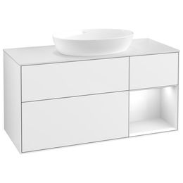 Villeroy & Boch Villeroy und Boch Finion Waschtischunterschrank GA71GFGF 120cm, Abdeckplatte white matt, Emotion, Regale Glossy white lacquer, Glossy white lacquer