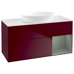 Villeroy & Boch Villeroy und Boch Finion Waschtischunterschrank GA71GMHB 120cm, Abdeckplatte white matt, Emotion, Regale Olive matt lacquer, Peony Matt