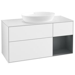 Villeroy & Boch Villeroy und Boch Finion Waschtischunterschrank GA71HGGF 120cm, Abdeckplatte white matt, Emotion, Regale Midnight matt lacquer, Glossy white lacquer