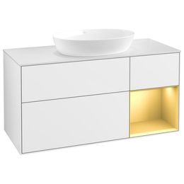 Villeroy & Boch Villeroy und Boch Finion Waschtischunterschrank GA71HFGF 120cm, Abdeckplatte white matt, Emotion, Regale Gold matt lacquer, Glossy white lacquer