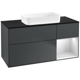 Villeroy & Boch Villeroy und Boch Finion Waschtischunterschrank G712MTHG 120x60,3x50,1cm, Regal rechts White matt lacquer, Midnight Blue Matt Lacquer