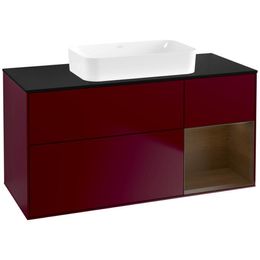 Villeroy & Boch Villeroy und Boch Finion Waschtischunterschrank F712GNHB 120x60,3x50,1cm, Regal rechts Walnut veneer, Peony Matt