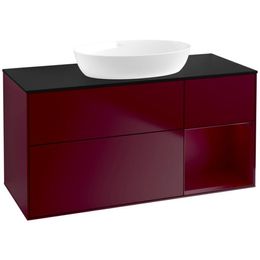 Villeroy & Boch Villeroy und Boch Finion Waschtischunterschrank FA72HBHB 120cm, Abdeckplatte black matt, Regale Peony matt lacquer, Peony Matt
