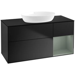Villeroy & Boch Villeroy und Boch Finion Waschtischunterschrank FA72GMPD 120cm, Abdeckplatte black matt, Regale Olive matt lacquer, Black matt lacquer