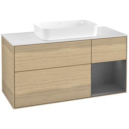 Villeroy & Boch Villeroy und Boch Finion Waschtischunterschrank G711GKPC 120x60,3x50,1cm, Regal rechts Anthracite matt, Oak Veneer