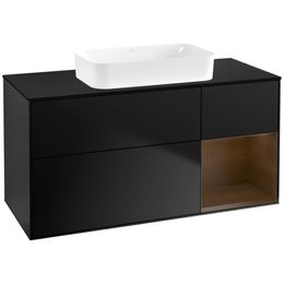 Villeroy & Boch Villeroy und Boch Finion Waschtischunterschrank F712GNPD 120x60,3x50,1cm, Regal rechts Walnut veneer, Black matt lacquer