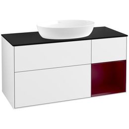 Villeroy & Boch Villeroy und Boch Finion Waschtischunterschrank FA72HBGF 120cm, Abdeckplatte black matt, Regale Peony matt lacquer, Glossy white lacquer