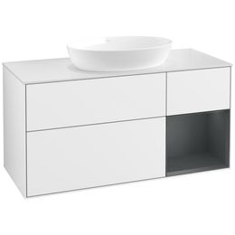Villeroy & Boch Villeroy und Boch Finion Waschtischunterschrank FA71HGGF 120cm, Abdeckplatte white matt, Regale Midnight matt lacquer, Glossy white lacquer