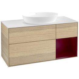 Villeroy & Boch Villeroy und Boch Finion Waschtischunterschrank FA71HBPC 120cm, Abdeckplatte white matt, Regale Peony matt lacquer, Oak Veneer