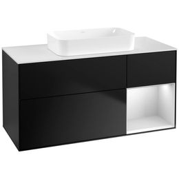 Villeroy & Boch Villeroy und Boch Finion Waschtischunterschrank F711MTPD 120x60,3x50,1cm, Regal rechts White matt lacquer, Black matt lacquer