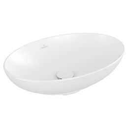 Villeroy & Boch Villeroy und Boch Loop & friends Aufsatz-Waschtisch 4A4701RW 56x38cm, oval, ohne Hahnlochbank, ohne &Uuml;berlauf, Stone White C-plus