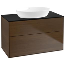 Villeroy & Boch Villeroy und Boch Finion Waschtischunterschrank GA0200GN 100x60,3cm, Emotion, Abdeckplatte black matt, Walnut veneer