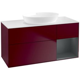 Villeroy & Boch Villeroy und Boch Finion Waschtischunterschrank FA71HGHB 120cm, Abdeckplatte white matt, Regale Midnight matt lacquer, Peony Matt